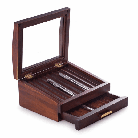 Walnut Wood 19 Pen Box - Executive Gift Shoppe
