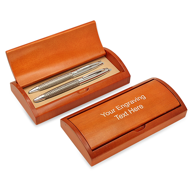 Woven Steel Double Pen Gift Set - Executive Gift Shoppe