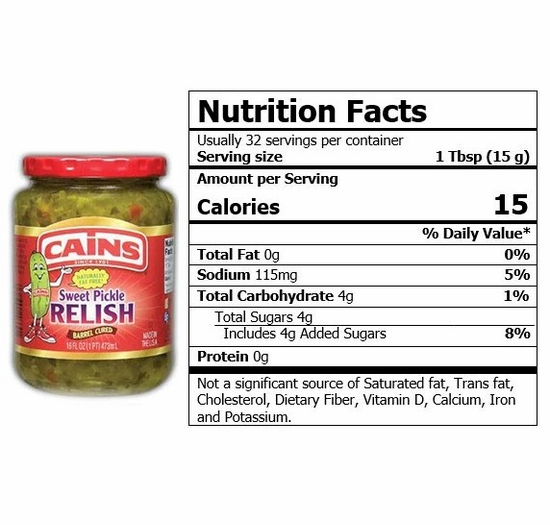 * Cains Sweet Pickle Relish 16 oz.