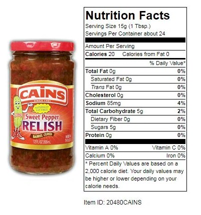 Cains Sweet Pepper Relish 12 oz.