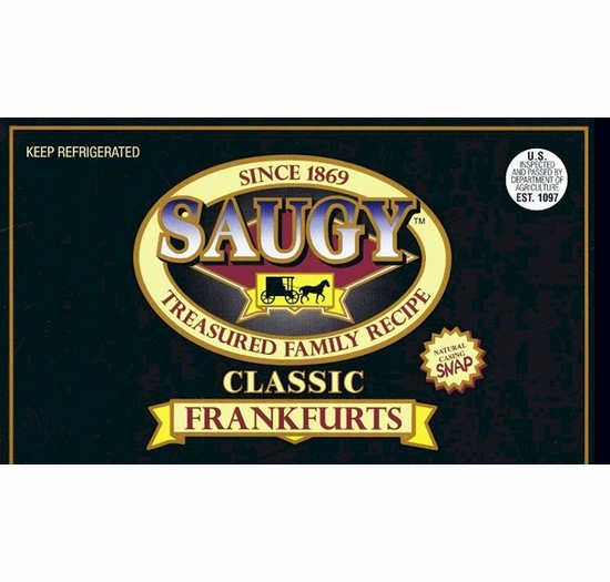 * Saugy Frankfurts Natural Casing Gluten Free 5 LBS.