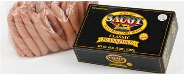 * Saugy Frankfurts Natural Casing Gluten Free 5 LBS.