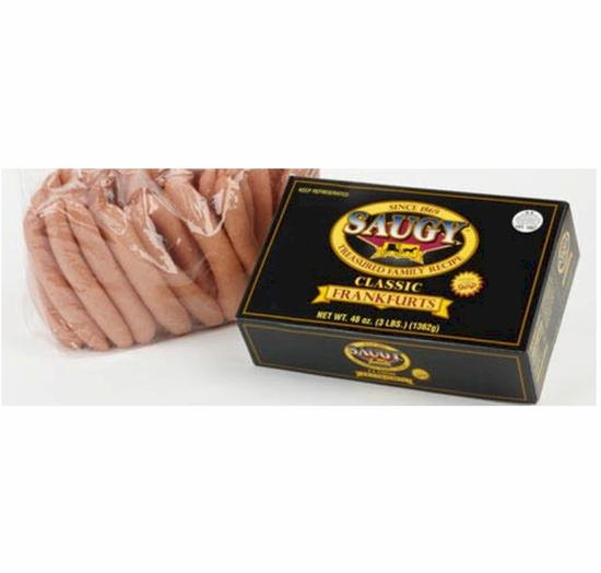 * Saugy Frankfurts Natural Casing Gluten Free 5 LBS.