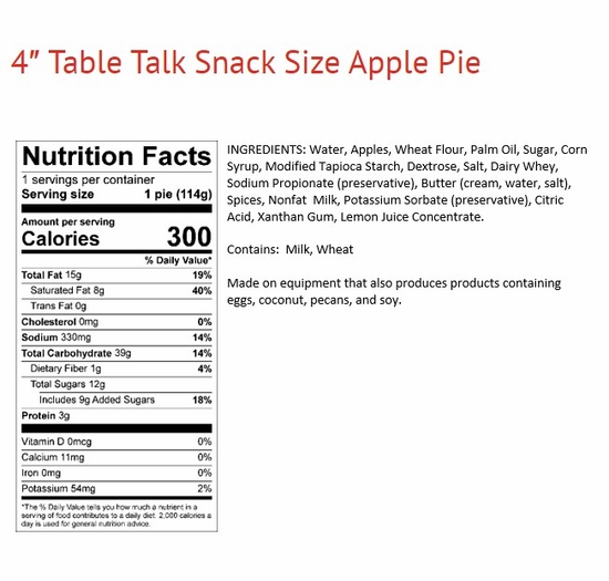 Table Talk Apple Pie 4 oz. (36 Pack)