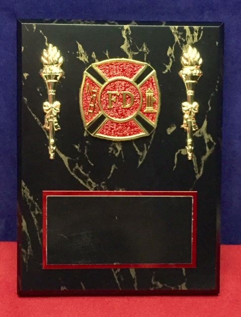 Small Marble Finish Firefighter Torch Plaque