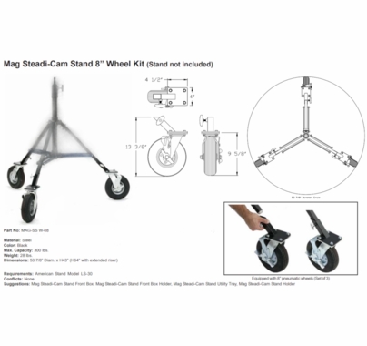 BackStage Steadicam Stand 8" Wheel Kit | BarnDoor Lighting