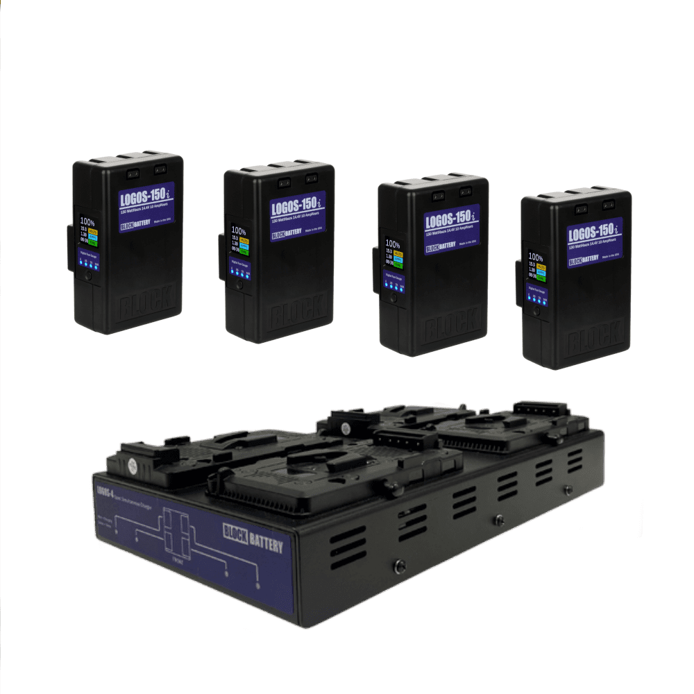 Block Battery Logos 150 Watt Hour V-Mount 14.4V Lithium Ion Kit | BarnDoor