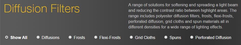 Lee Filters Diffusion Light Gels Sheets - BarnDoor Lighting