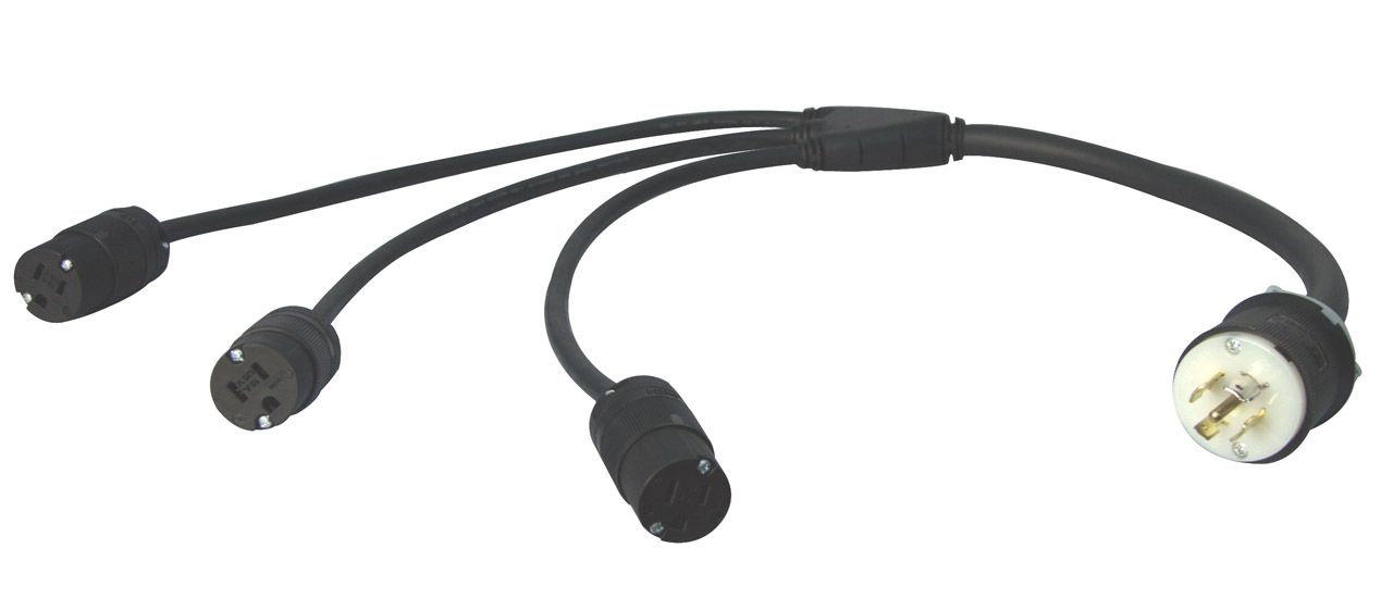 Lex 20 Amp Three Phase Three Fer L21-20P to (3) 5-20C Edison | 4125-L21-520