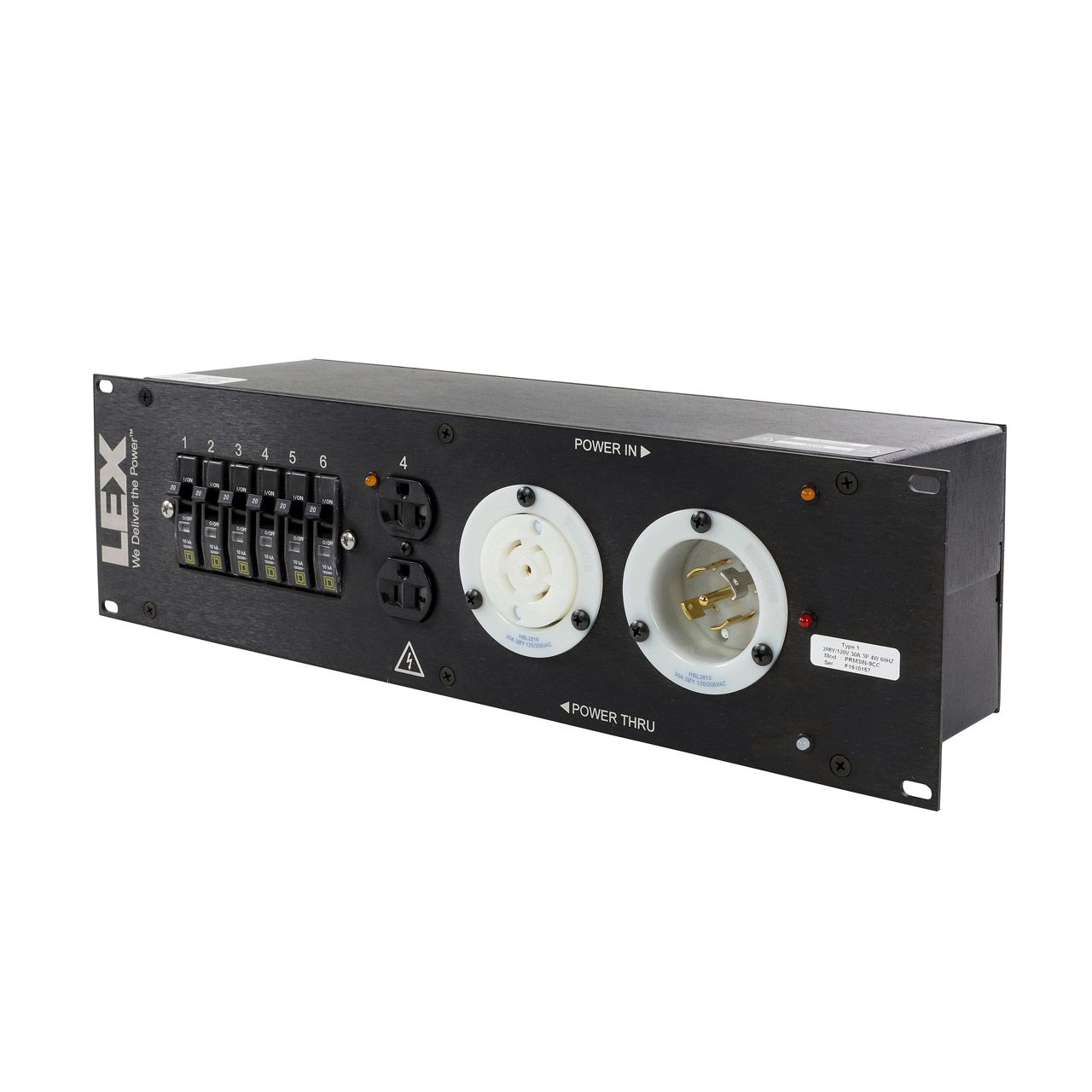 Lex 30 Amp 3RU Enclosed Rack Mount Power Distro L21-30 to Duplex Edison