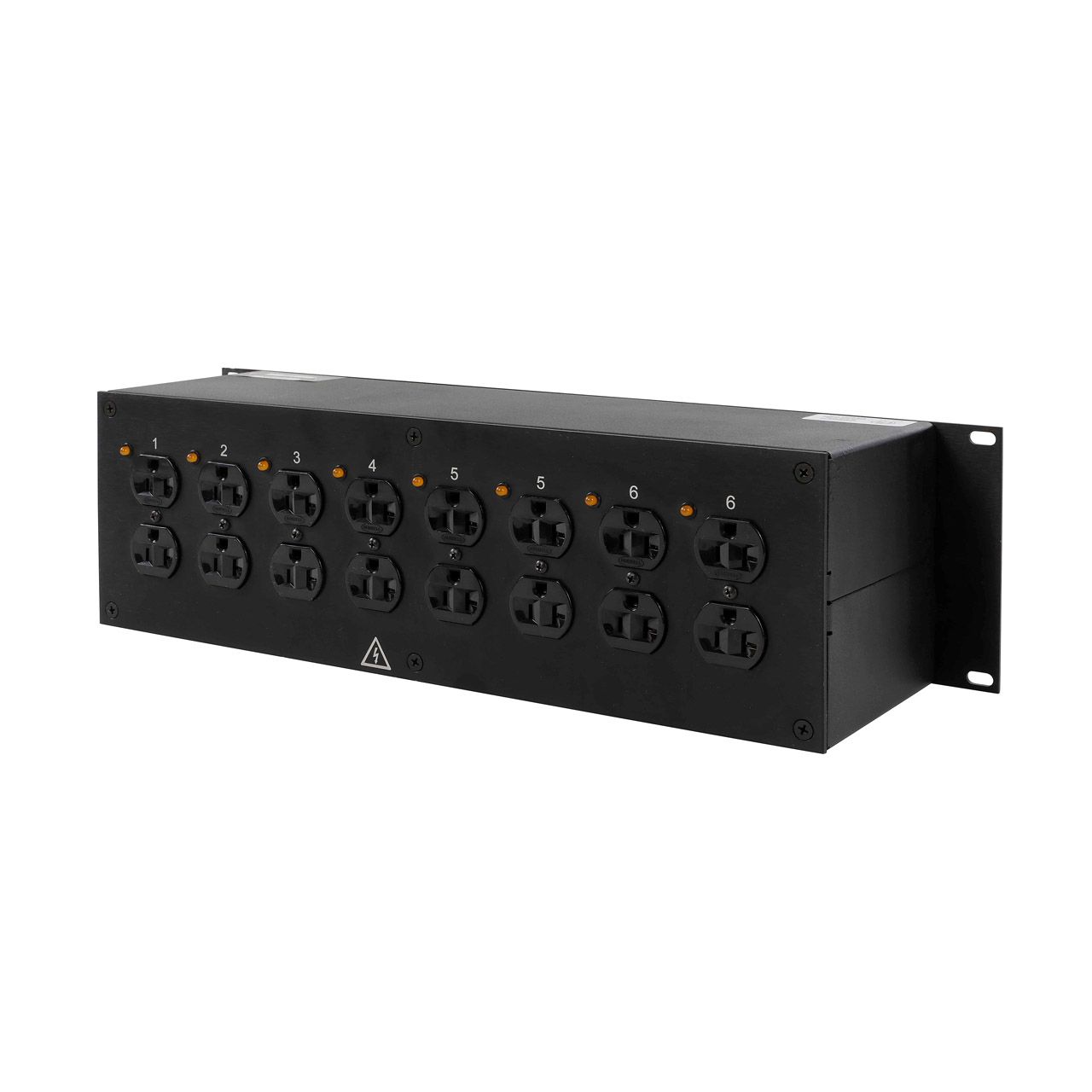 Lex 3RU Rack Mount Distro L14-30 In/Thru to Duplexes PRM3IJ-9CC