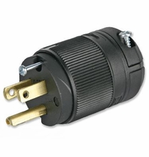 Lex-Loc Male 20A Edison Plug Perpendicular Blades, Black