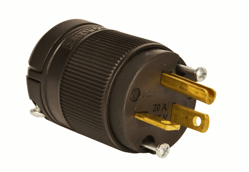 Lex-Loc Male 20A Edison Plug Perpendicular Blades, Black