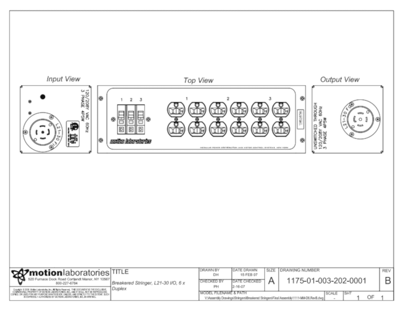 Motion Lab Breakered Stringer 6 20a Duplex L21-30 | BarnDoor