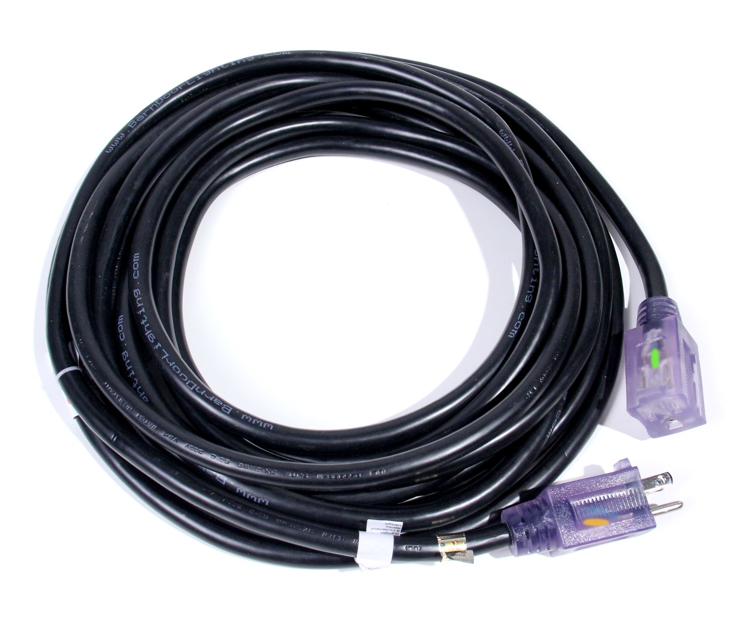 Pro Glo BLACK Extension Cord 12/3 100ft Lighted Ends