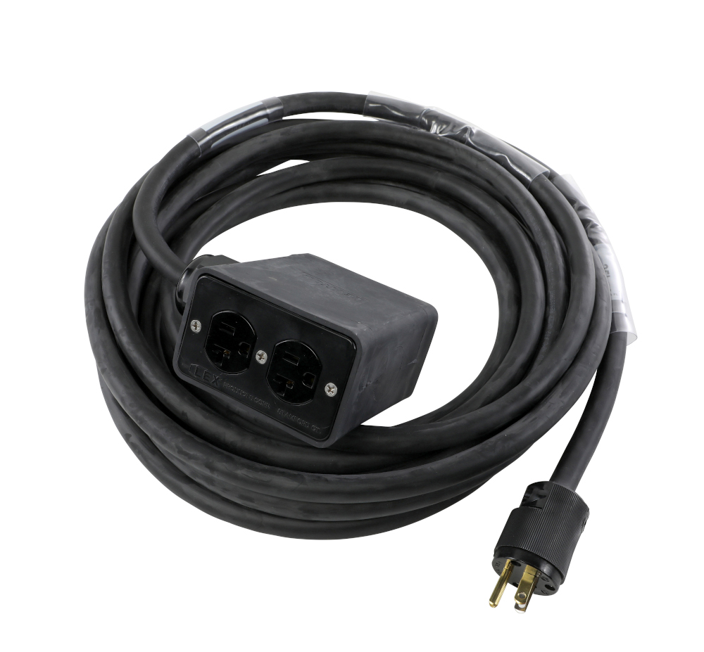 Rubber DE Quad Box, 15A Edison Plug 25ft 12/3 SOW, (2) 20A Duplex ...