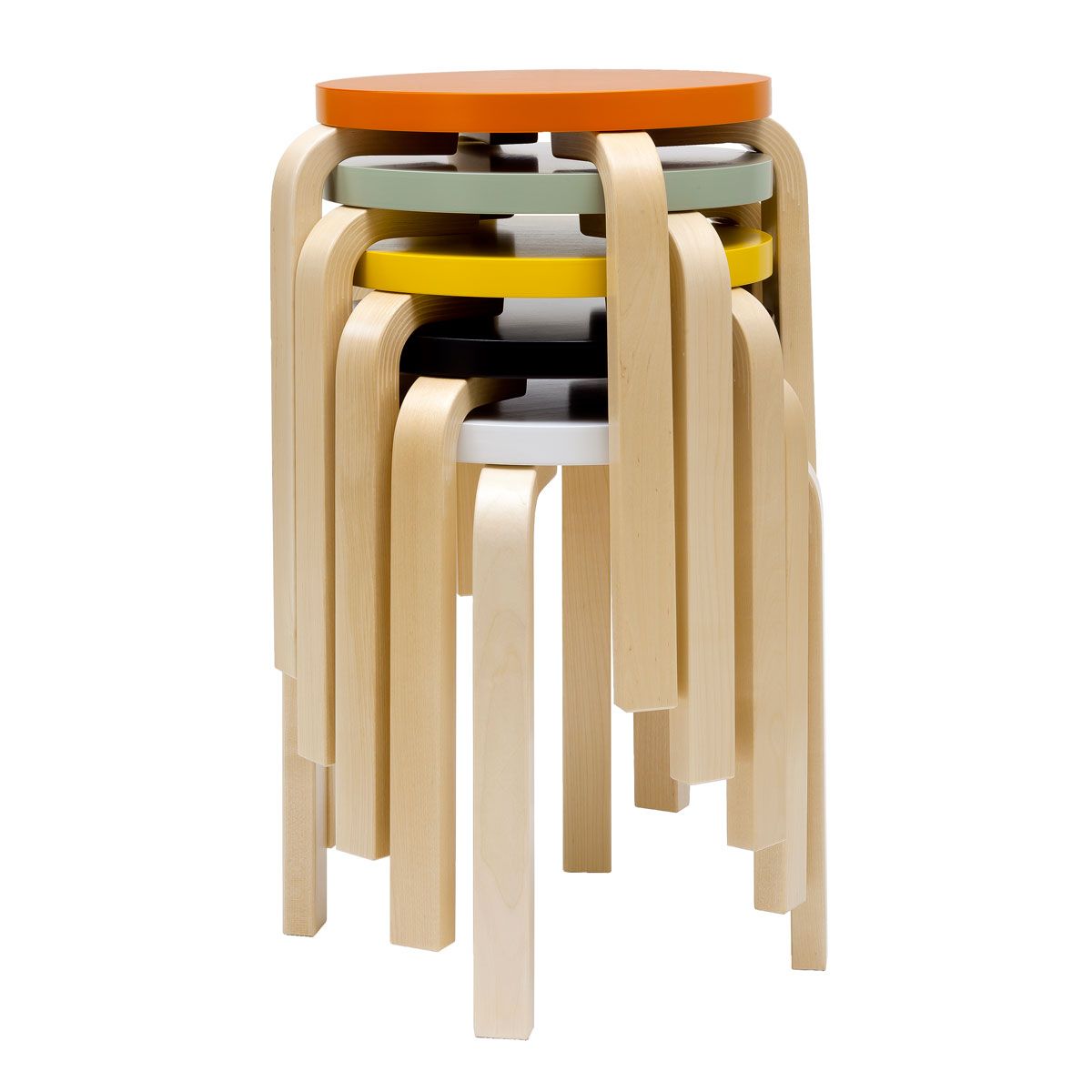 Artek Alvar Aalto Anniversary Stool E60 - Four Legged Stool - White ...