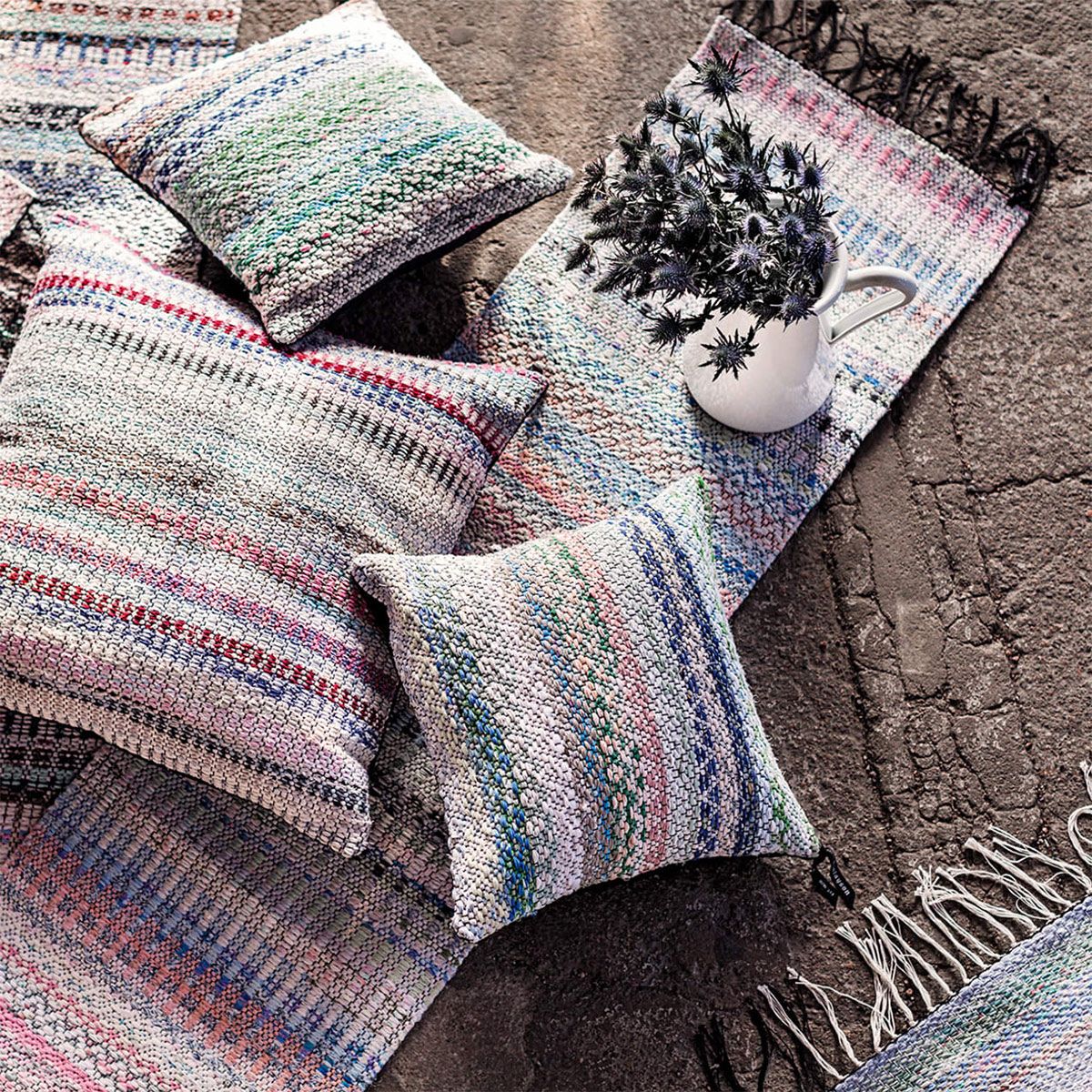 Finlayson Rasypala Black / Multicolor Rag Rug - Made in Finland