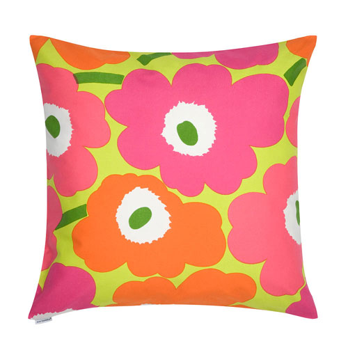 Marimekko Lime / Pink / Orange Pieni Unikko Throw Pillow - Throw Pillows