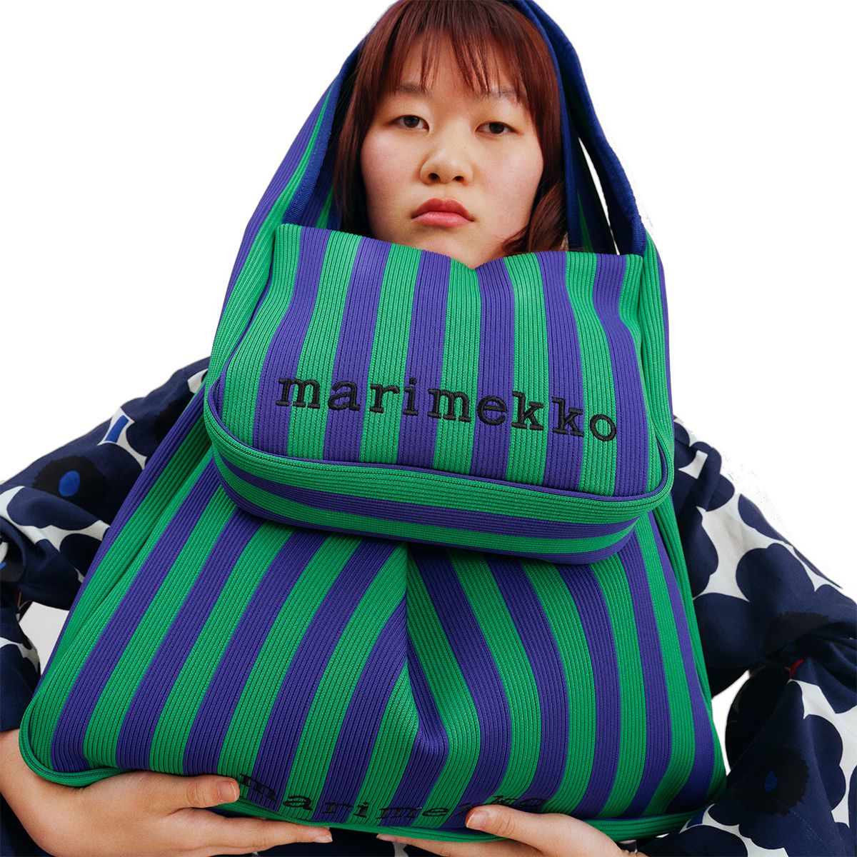 Marimekko Merirosvo Green / Blue Large Knitted Shoulder Bag - New Arrivals