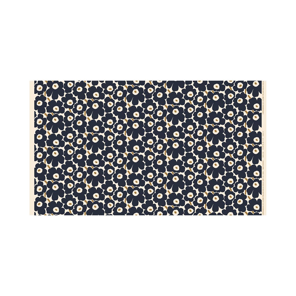 Marimekko Mini Unikko Dark Blue / Brown Cotton Fabric - Marimekko ...
