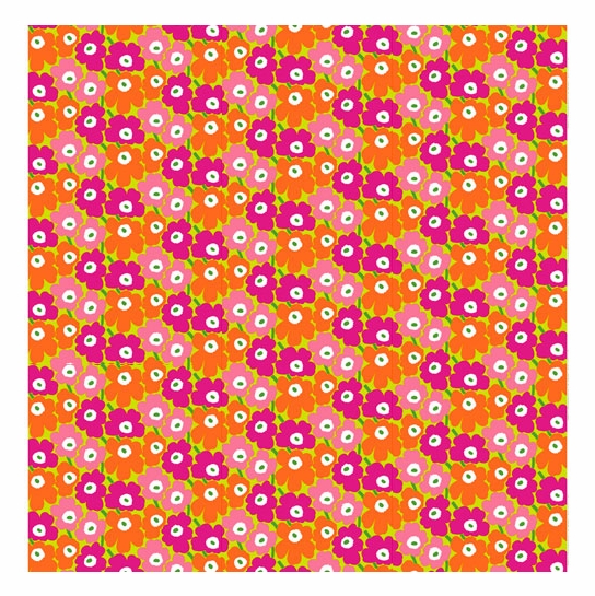 Marimekko Mini Unikko Lime/Pink/Orange Fabric - Marimekko Cotton Fabrics