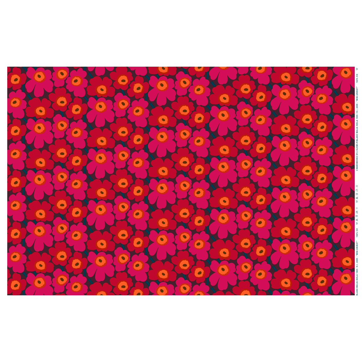 Marimekko Mini Unikko Plum / Red Fabric - Marimekko Cotton Fabrics