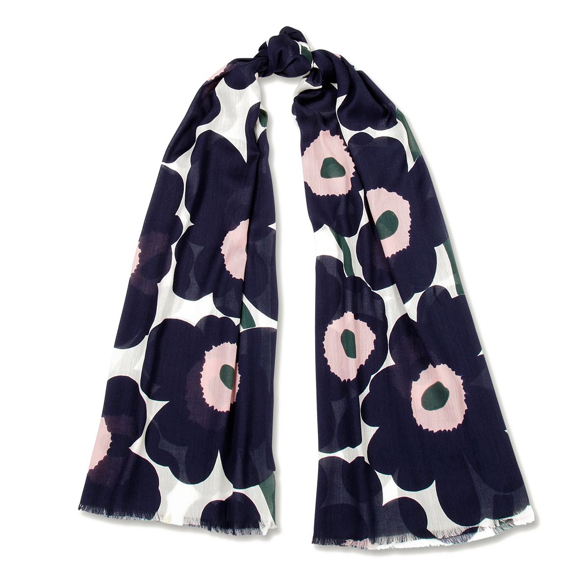 Marimekko Pieni Unikko Navy / Pink / Green Koton Scarf - Marimekko Scarves