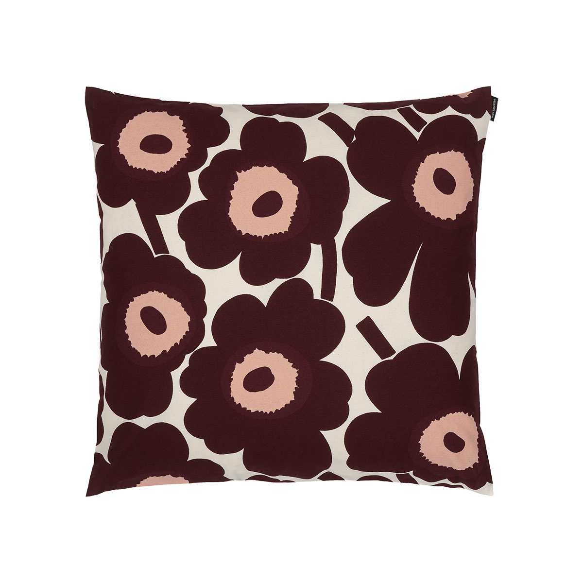 Marimekko Pieni Unikko Wine / Pink / Cottton Throw Pillow - Throw Pillows