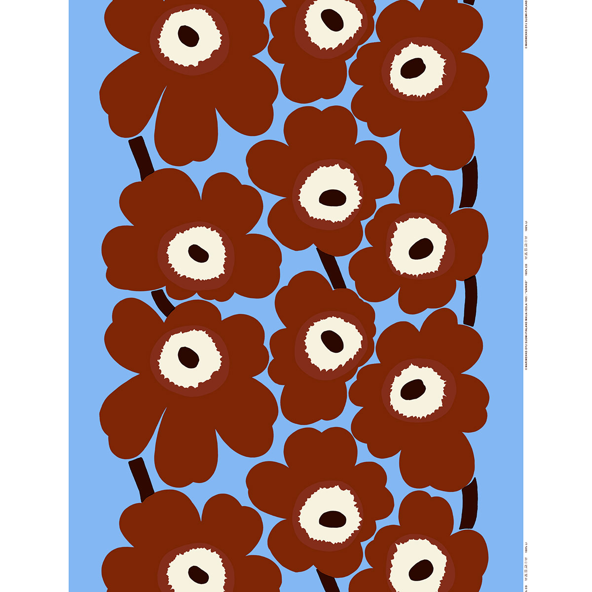 Marimekko Unikko Blue / Brown Fabric - Marimekko Sale