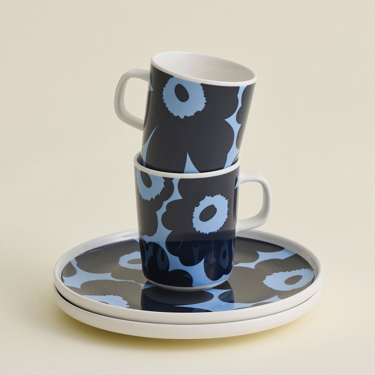 Marimekko Unikko Dark Blue / Light Blue Breakfast Set - Marimekko ...