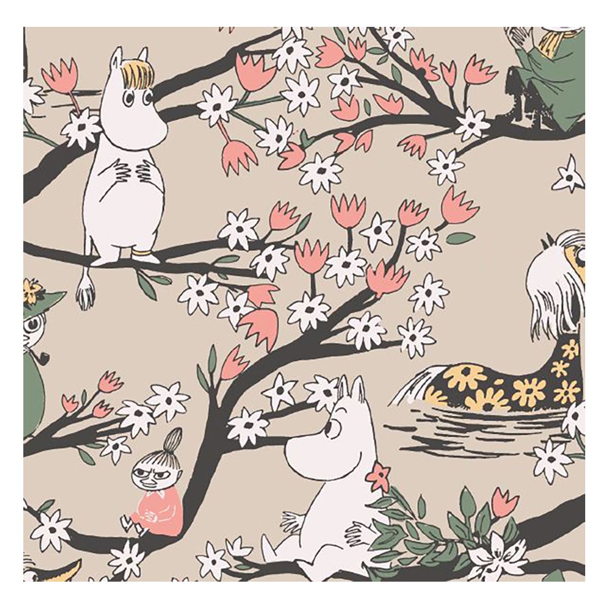 Moomin Falling in Love Beige / Pink Lunch Napkins - Made in Finland