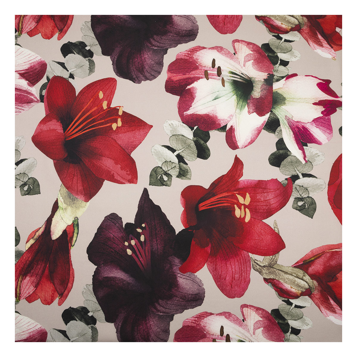 Pentik Amaryllis Red Coated Cotton Fabric - Pentik Holiday Clearance