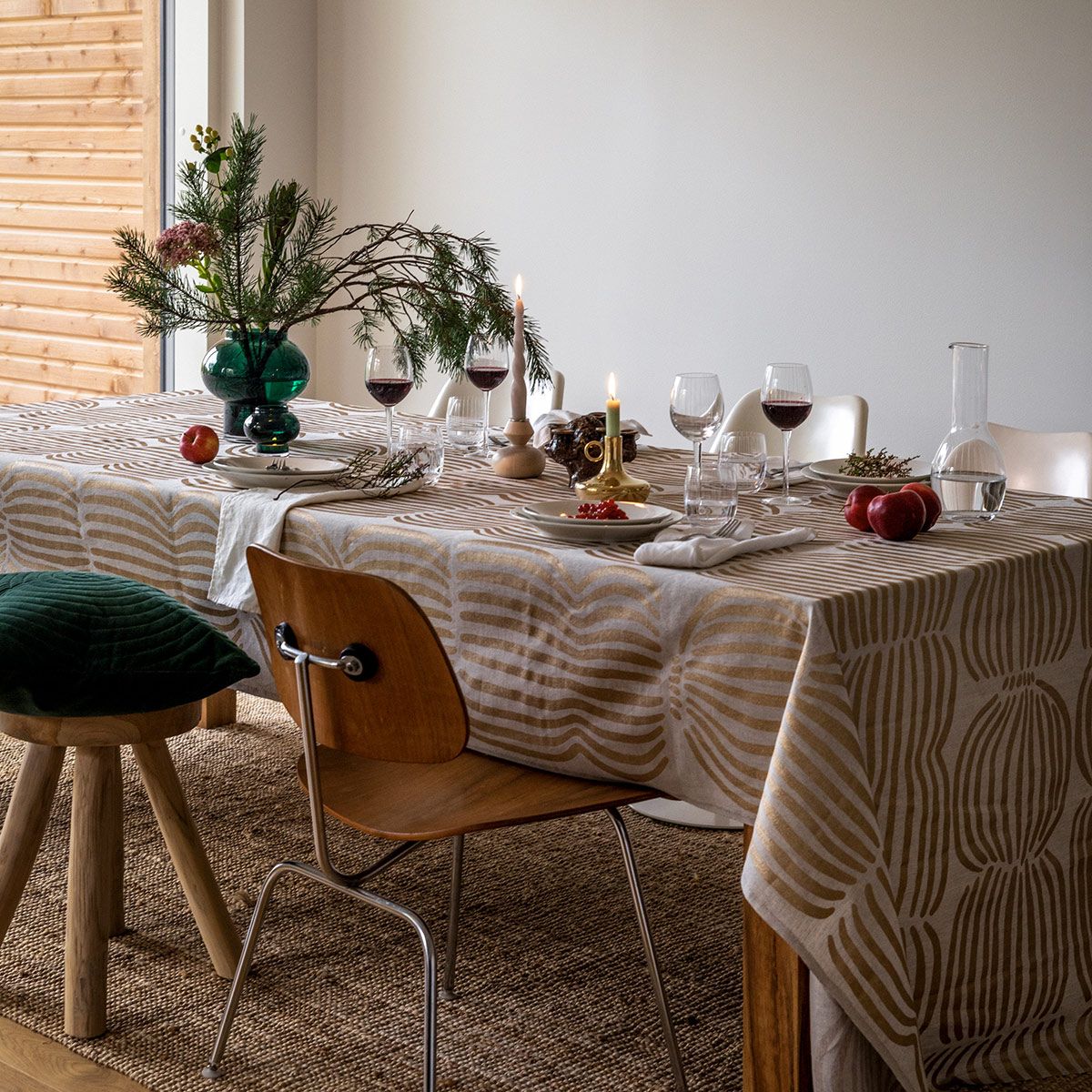 Pentik Vilja Beige / Gold Cotton-Linen Fabric - Pentik Fabric & Bags