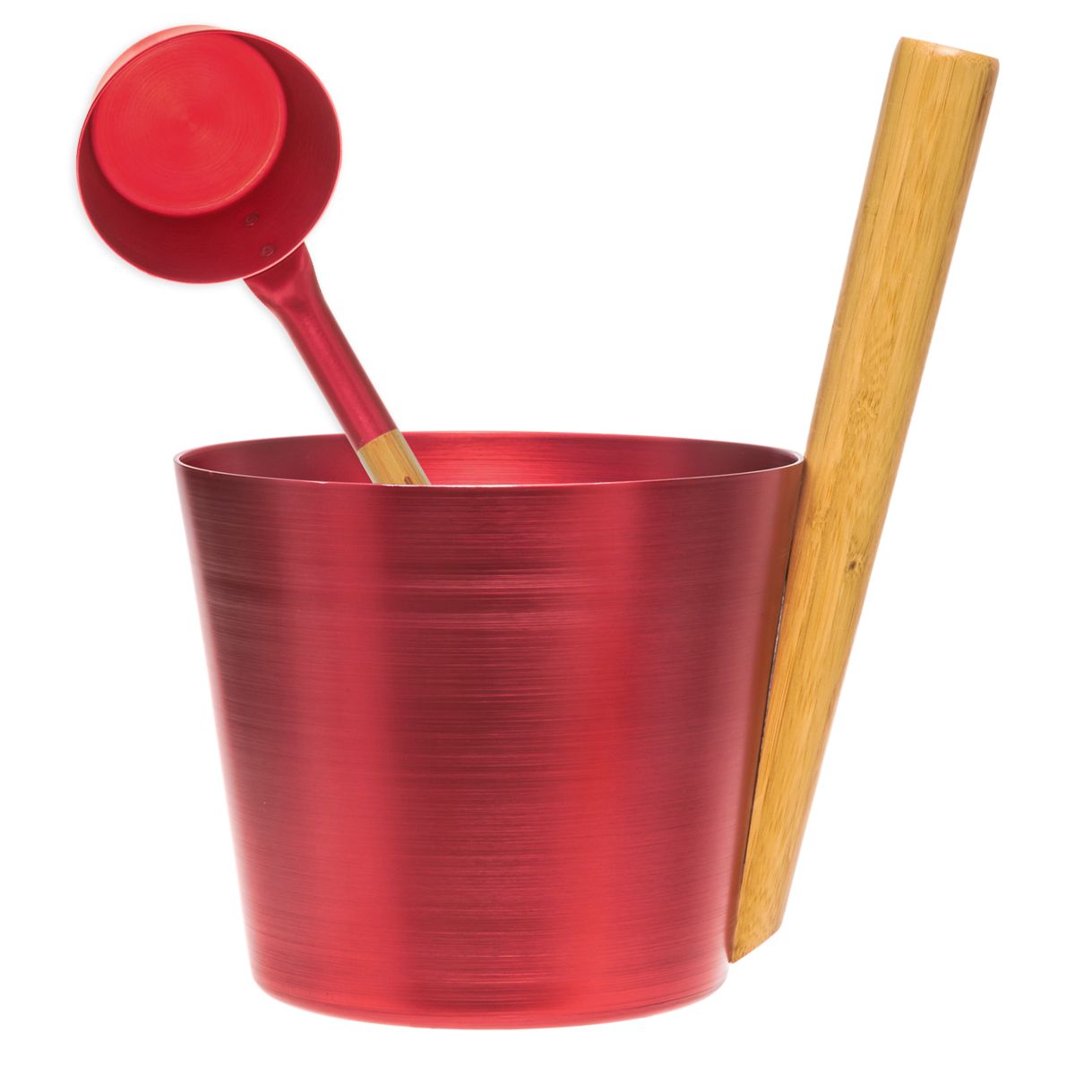 Rento Fiery Red Aluminum & Bamboo Sauna Bucket + Ladle Set - Rento ...