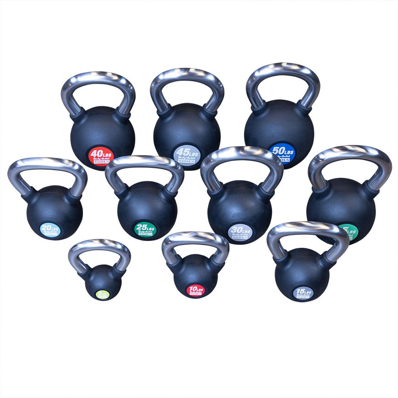 Premium Rubber Coated Kettlebells 25 50lb Set