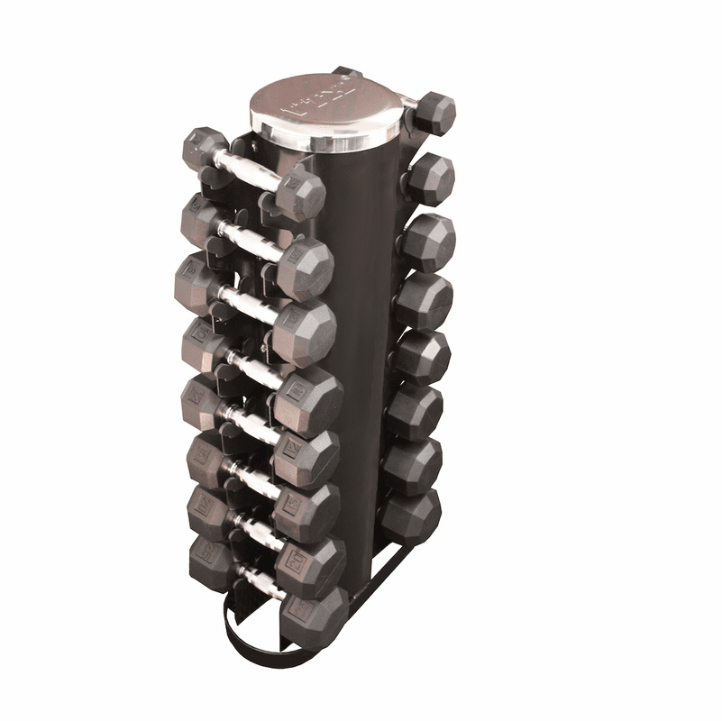 VTX 3-25lb Rubber Coated Dumbbell Set W/Rack