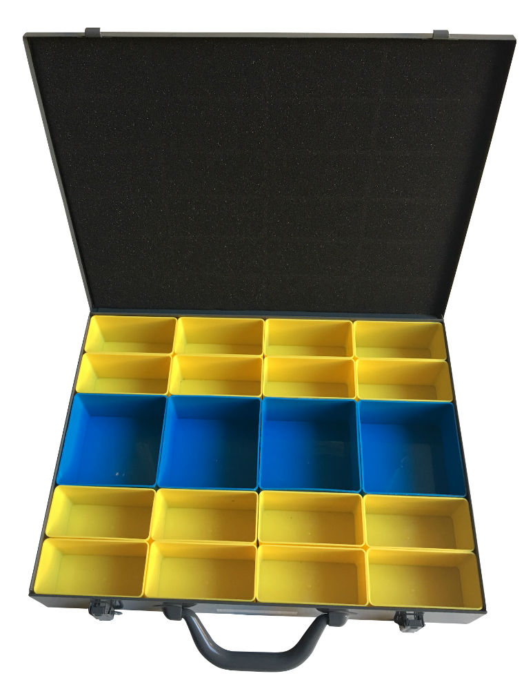 Extra Large Metal Parts Box with 20 Removable Bins