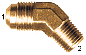 SAE Brass 45° Flare Tube Fittings: 45° Male Pipe Thread Elbow