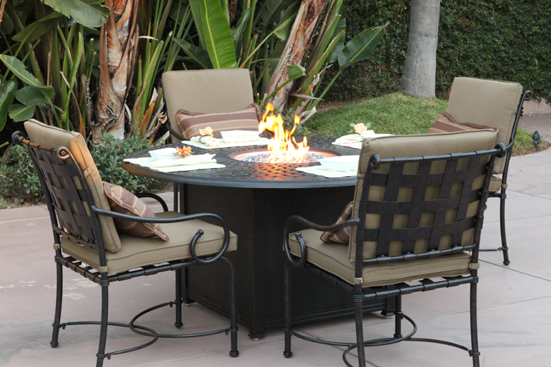 201060-GD Darlee 60'' Round Propane Fire Pit Dining Table (Fire pit ...