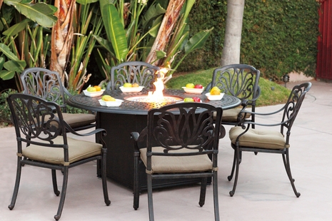 201060-Q-B Darlee 52'' Round Propane Fire Pit Chat Table (Fire pit with ...