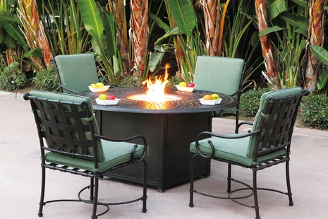 201060-Q-B Darlee 52'' Round Propane Fire Pit Chat Table (Fire pit with ...