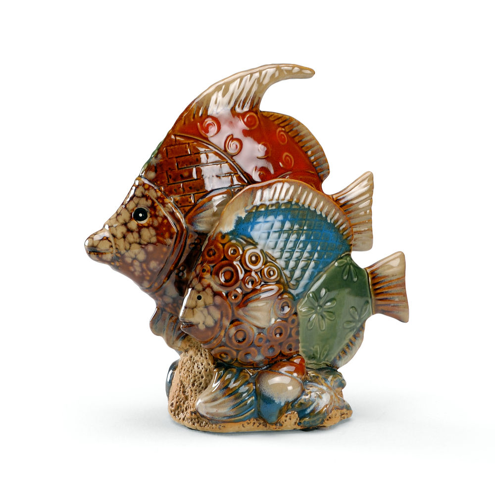 292505 Wildwood Hand Colored Ceramic Antique Patina Fun Fish