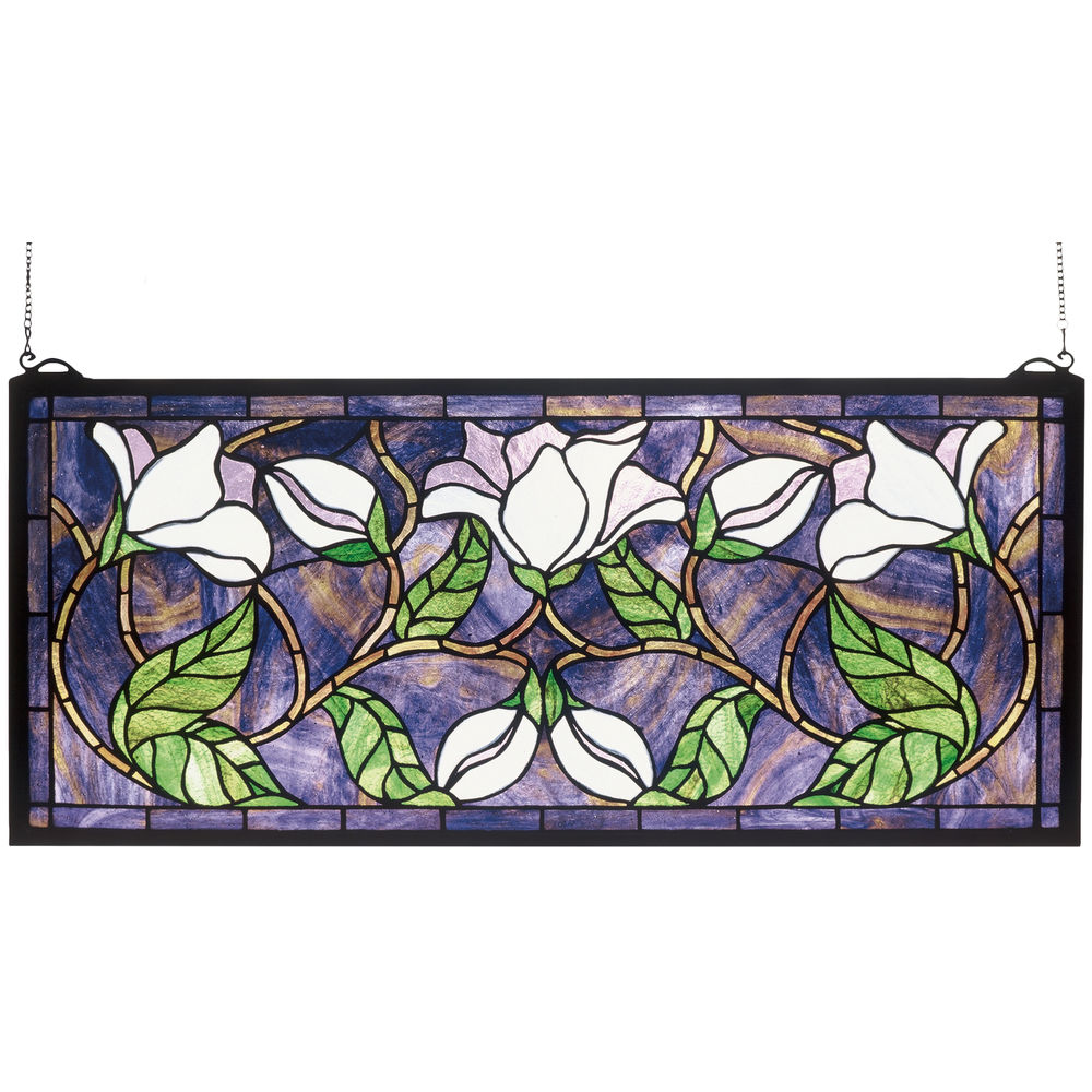 30705 Meyda Tiffany 25"W X 11"H Magnolia Stained Glass Window
