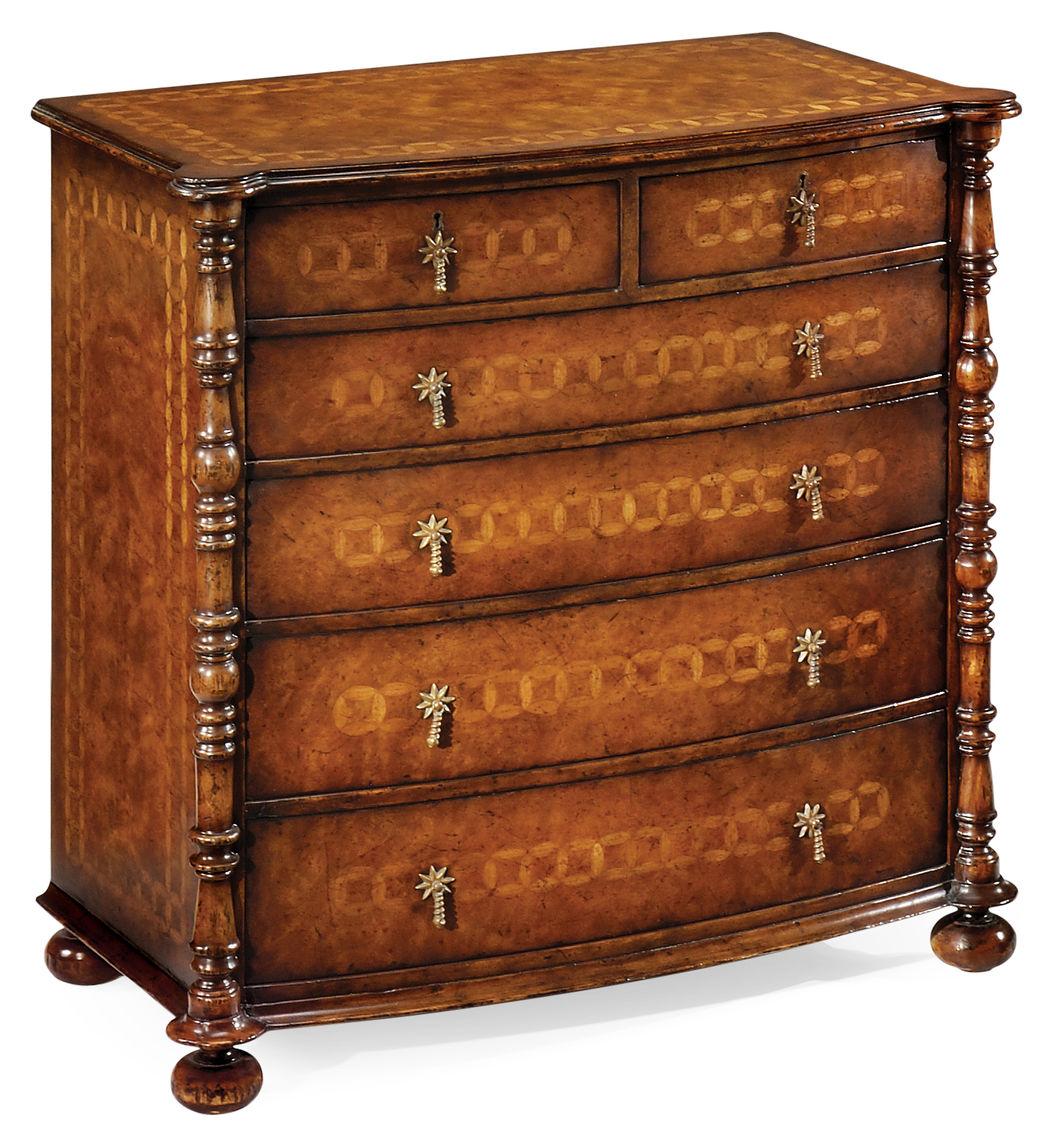 492398 Jonathan Charles Langton Walnut Small Bow Front Chest With ...