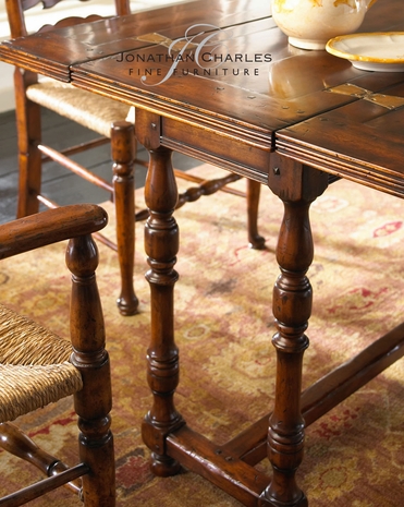 492704 Jonathan Charles Country Farmhouse Small Walnut Hunt Table