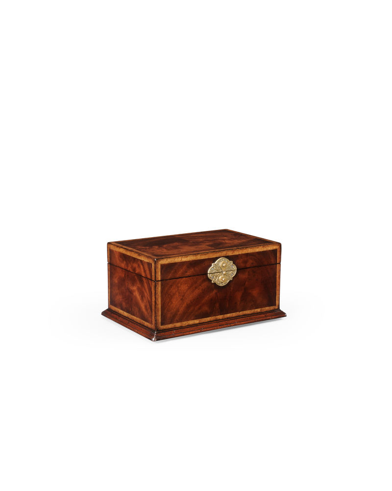 493847 Jonathan Charles Buckingham Crotch Mahogany Jewelry Rectangular Box