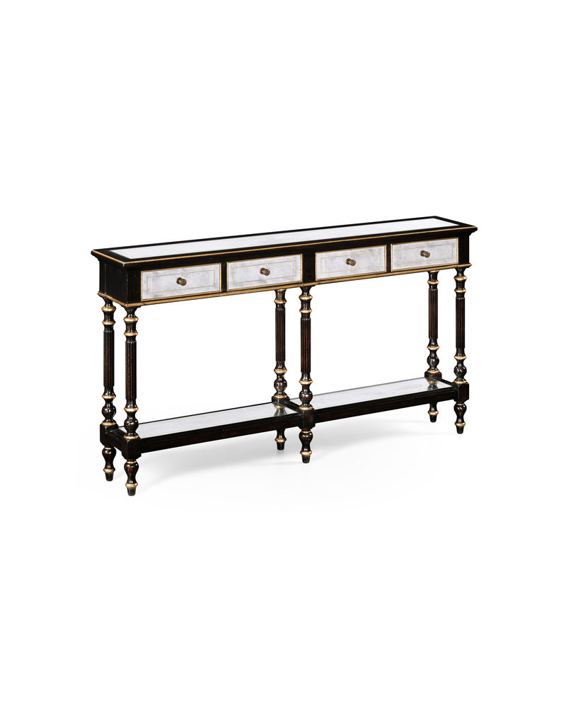 494147 Jonathan Charles Kensington Black & Mirrored Console