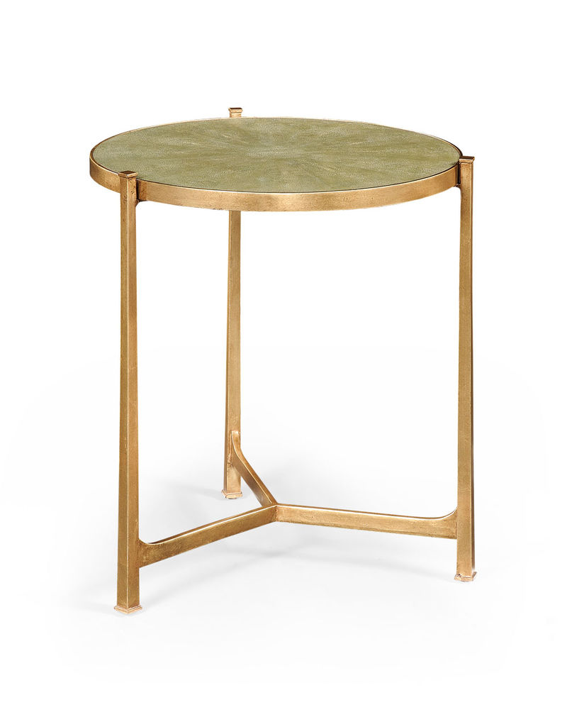 494253 Jonathan Charles Luxe Round Shagreen Green Side Table