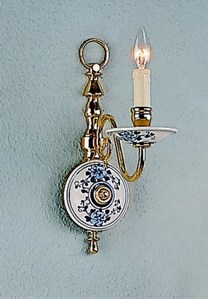 5301-1 Holtkotter Delft Wall Sconce in HB/OB Finish with Brown Painted ...